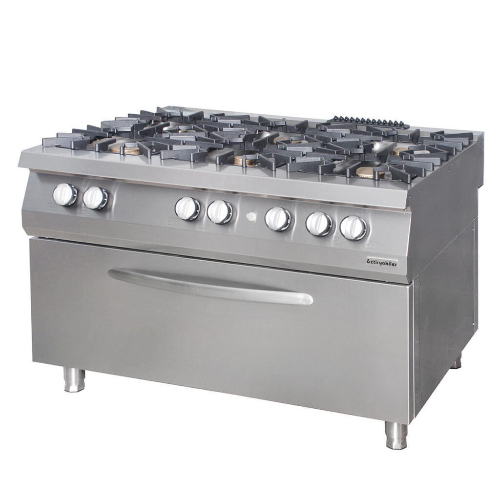 Öztiryakiler 900 Gas Cooking Unit, 6 Open Burners on Wide Gas Oven, Gas ...